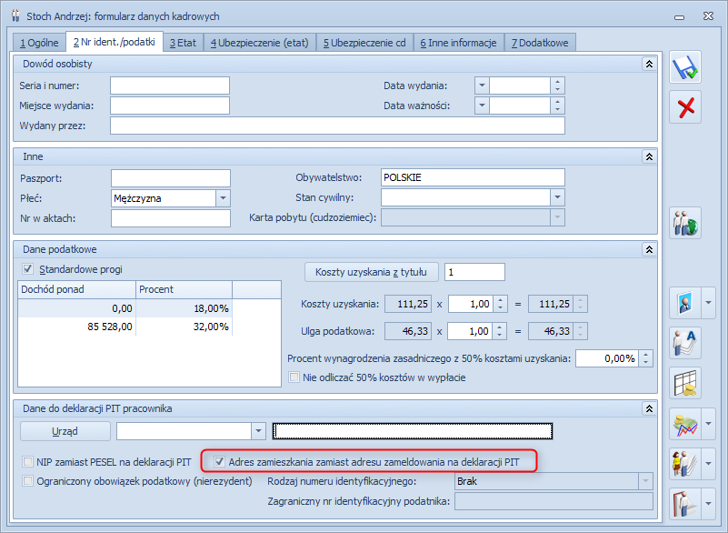 Jak w programie Comarch ERP Optima ustawić adres zamieszkania zamiast ...